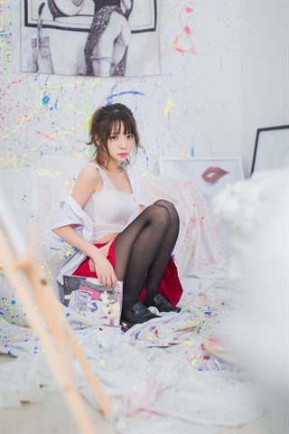 疯猫ss-制服少女写真集01-画室JK - 套图