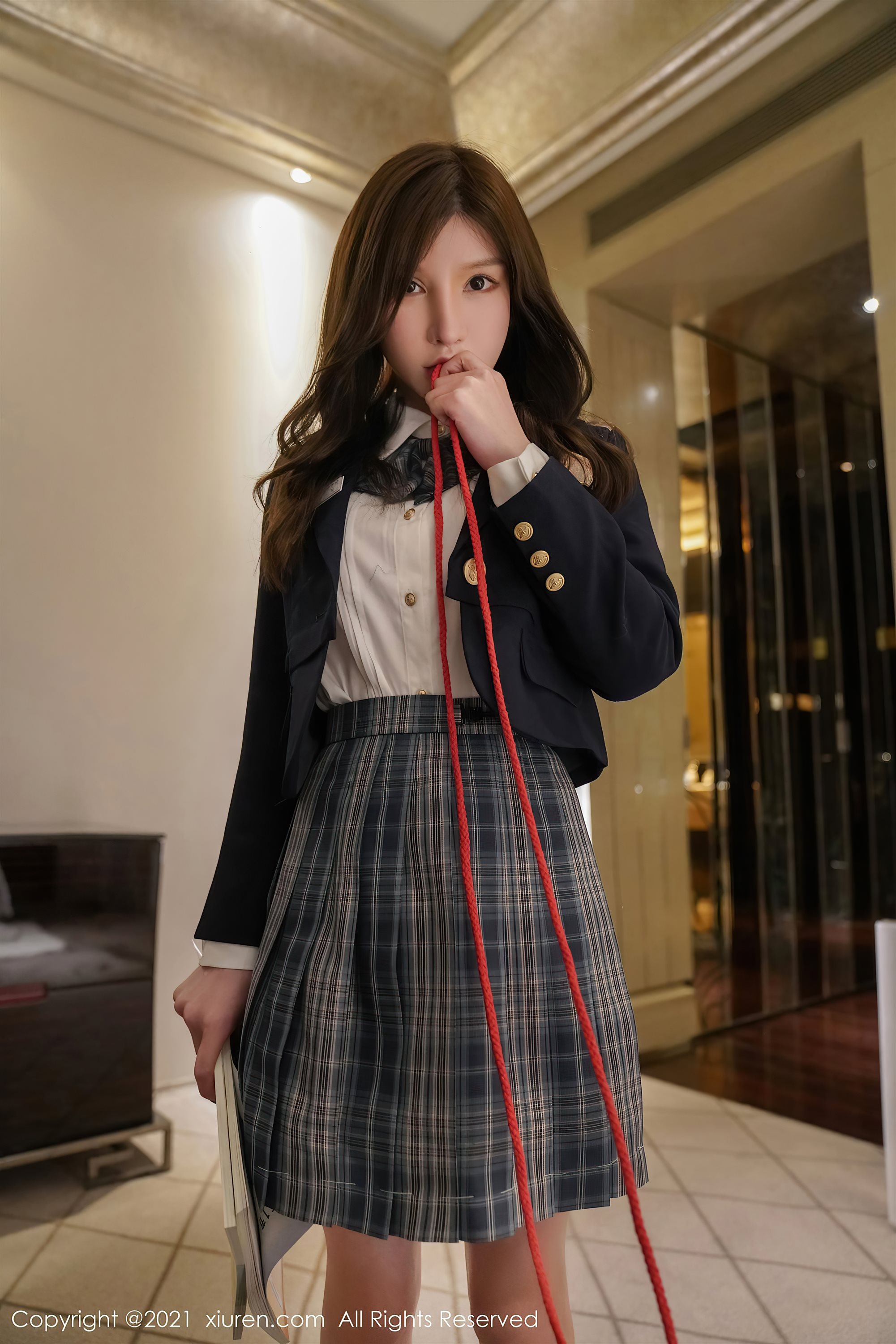 [XiuRen] No.3247 Goddess Zhou Yuxi Sandy campus uniform bundle theme ...